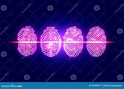 Abstract Fingerprint Scan Pass With Fingerprint Stock Vector
