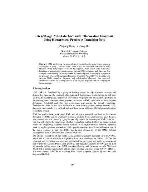 Pdf Integrating Uml Statechart And Collaboration Diagrams Using