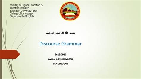 Discourse Analysis And Grammar Ppt