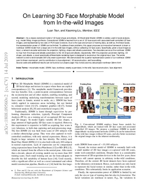 Pdf Learning Nonlinear 3d Morphable Models From Wild Images