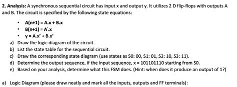 Solved 2 Analysis A Synchronous Sequential Circuit Has