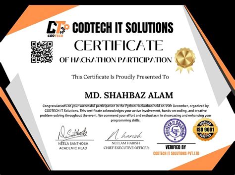 hackathon python coding certificate achievement congratulations… md shahbaz alam