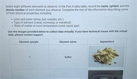 solved select eight different elements to observe in the