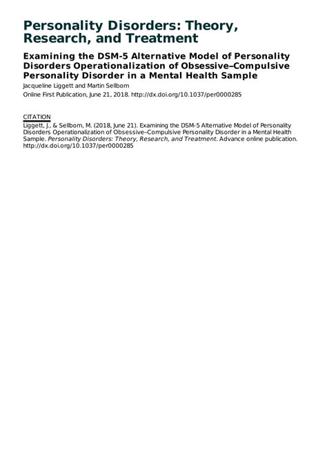 Pdf Examining The Dsm 5 Alternative Model Of Personality Disorders
