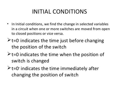 initial conditions of resistor inductor and capacitor