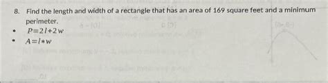 solved 8 find the length and width of a rectangle that has