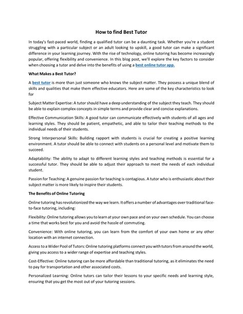 PPT How To Find Best Tutor PowerPoint Presentation Free Download ID 13803449