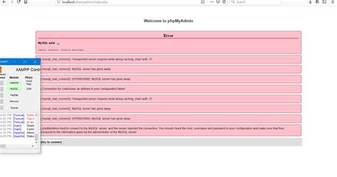 sql getting an error when connecting to phpmyadmin stack overflow
