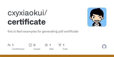 GitHub Cxyxiaokui Certificate This Is Itext Examples For Generating Pdf Certificate