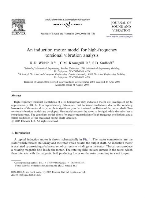 PDF An Induction Motor Model For High Frequency Torsional Vibration Analysis DOKUMEN TIPS
