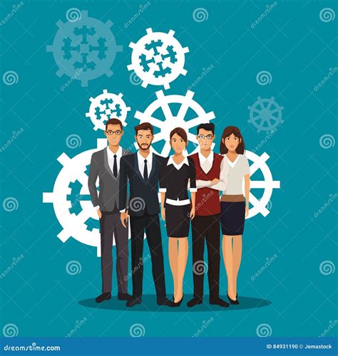 Group People Teamwork Gears Collaboration Stock Vector Illustration Of Cogwheel Organization