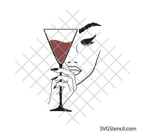 Woman Face Svg Wine Glass Svg Wine Mom Svg Svgstencil