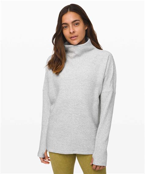 Lululemon Along The Way Mock Neck Long Sleeve Heathered Core Ultra