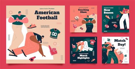 미식 축구 소셜 미디어 표지 템플릿 무료 벡터