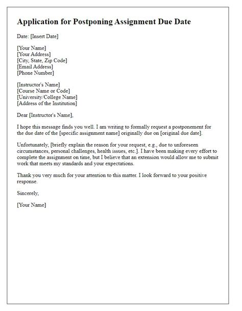 Letter Template For Requesting Extended Assignment Deadline Free Samples In Pdf Letterin
