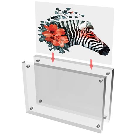 Pikxi 5r Clear Acrylic Magnetic Photo Frame 5x7 Inch Double Sided Pic