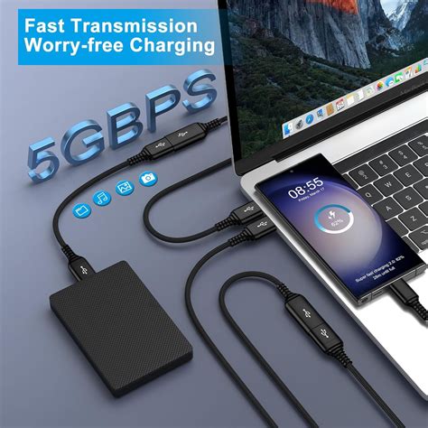 Junxiao Usb Extension Cable 10ft 2 Pack High Speed Usb3 0 Extension Cord Type A Male To Female