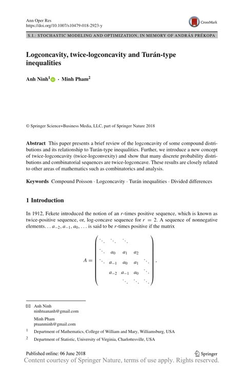 Logconcavity Twice Logconcavity And Turán Type Inequalities Request Pdf