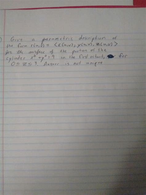Solved Give A Parametric Description Of The Form R U V