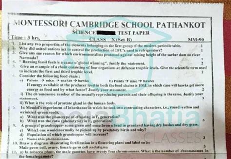 Class 10th Science Sa2 2017 Question Paper Pooja Bhatia Classes Hari Nagar