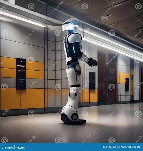 A Robotic Security Guard Patrolling A High Security Facility3 Stock