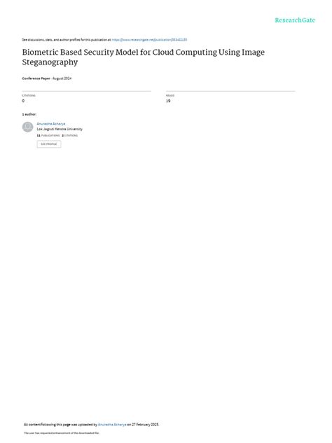 Biometric Based Security Model V7i1 0114 Pdf Computer Security Security