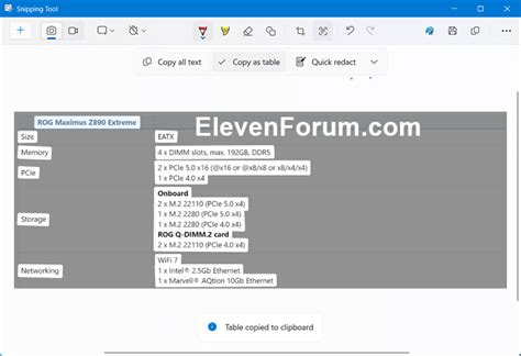 Copy As Table From Captured Screenshot Image With Snipping Tool App In Windows 11 Windows 11 Forum