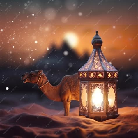 Premium Ai Image Beautiful Glowing Lalten In Desert Background