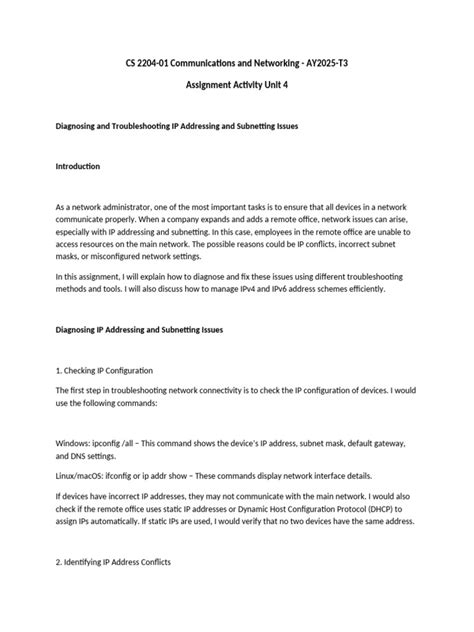 Cs2204 01communications And Networking Assignment 4 Pdf Ip Address