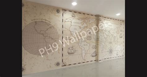 แต่งผนังสไตล์นักเดินทาง ด้วยวอลเปเปอร์ภาพพิมพ์แผนที่โลก