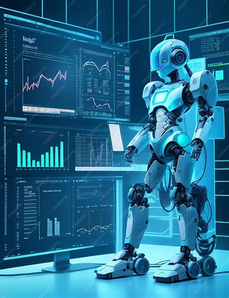 Premium Photo Automation Data Analytic With Robot And Digital