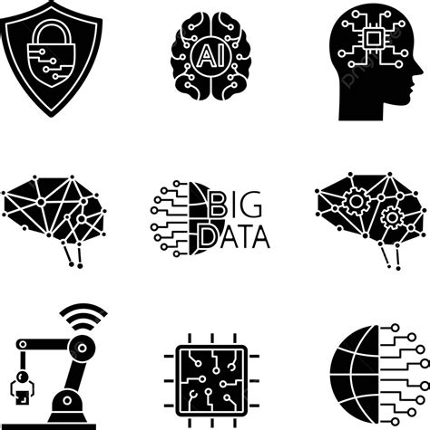 Artificial Intelligence Glyph Icons Set Warehouse Neural Concept Vector
