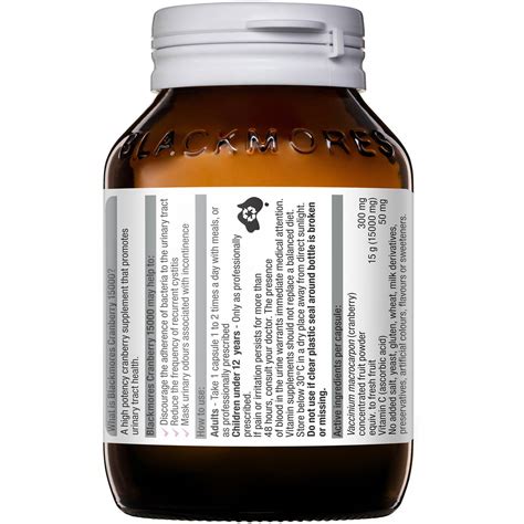 Blackmores Cystitis Cranberry Capsules 15000mg 60pk Woolworths