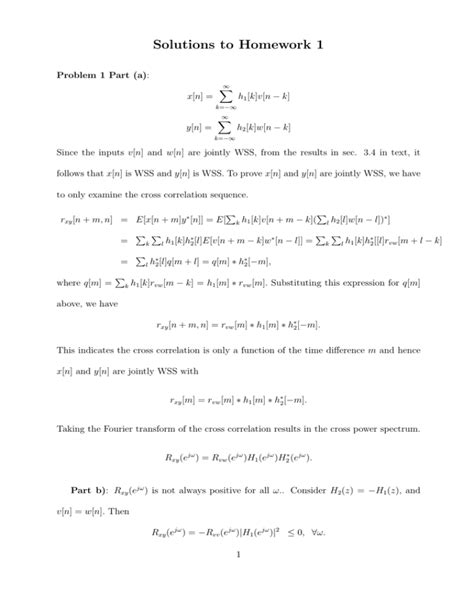 Solutions To Homework 1