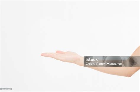 흑인 여성의 손을 열고 흰색 배경에 고립 된 손바닥 전면 보기입니다 모의 공간을 복사합니다 템플릿 빈 Revolution에 대한