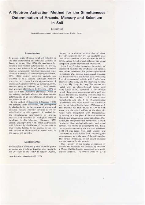 Pdf A Neutron Activation Method For The Simultaneous Determination Of