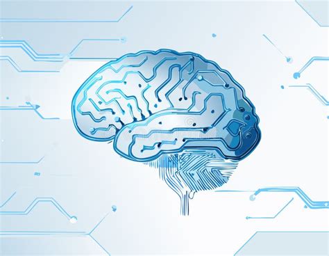 Vector Illustration Of A Human Brain With Electronic Circuit Board Patterns Symbolizing