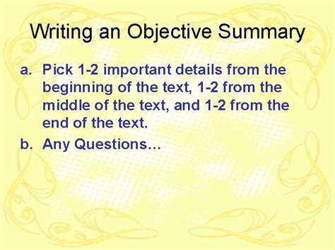 Objective Summary How Do I Write One Bell