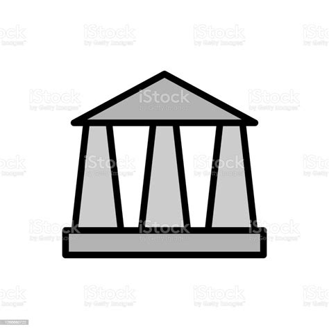 건물 박물관 은행 아이콘 Ui 및 Ux 웹 사이트 또는 모바일 응용 프로그램에 대한 아키텍처 아이콘의 윤곽 벡터 요소와 간단한 색상 개념에 대한 스톡 벡터 아트 및 기타