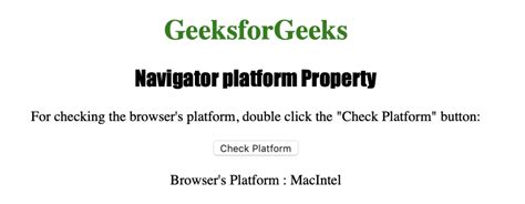 HTML DOM Navigator Platform Property GeeksforGeeks