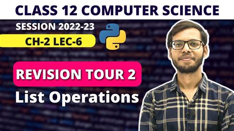 List Operation Class Python Revision Tour Class Computer Science In Hindi YouTube