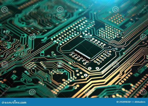 Printed Circuit Board With Binary Code Pathways Stock Illustration