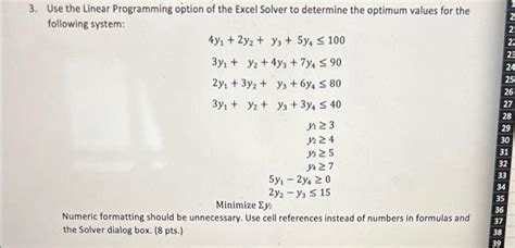 Solved 3 Use The Linear Programming Option Of The Excel