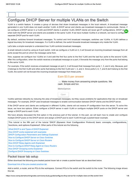 Configure Dhcp Server For Multiple Vlans On The Switch Pdf