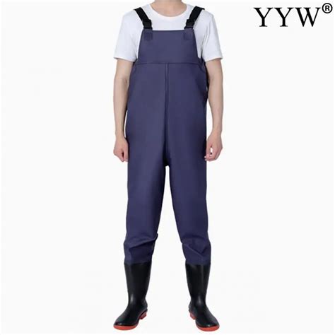 해외직구 Pvc 낚시 바지장화 바지 부츠 세트 두꺼운 방수 남성 여성 성인 경량 사냥 웨이딩 가슴 오버올 바지