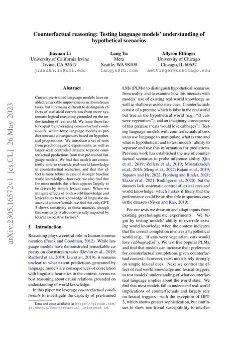 Pdf Counterfactual Reasoning Testing Language Models Understanding Of Hypothetical Scenarios