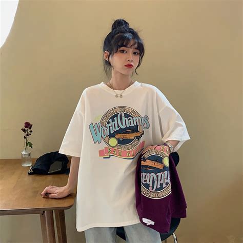 당일출고 피치 프린트 오버반팔티 박시핏 오버핏 데일리 에이블리