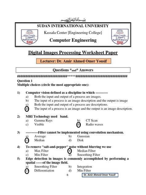 Worksheet Paper Digital Images Processing March 2024 Pdf