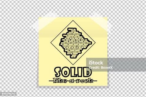 절연 그림자와 함께 노란색 사무실 종이 스티커에 록 플랫 로고 같은 고체 벡터 일러스트 레이 션 0명에 대한 스톡 벡터 아트 및 기타 이미지 Istock