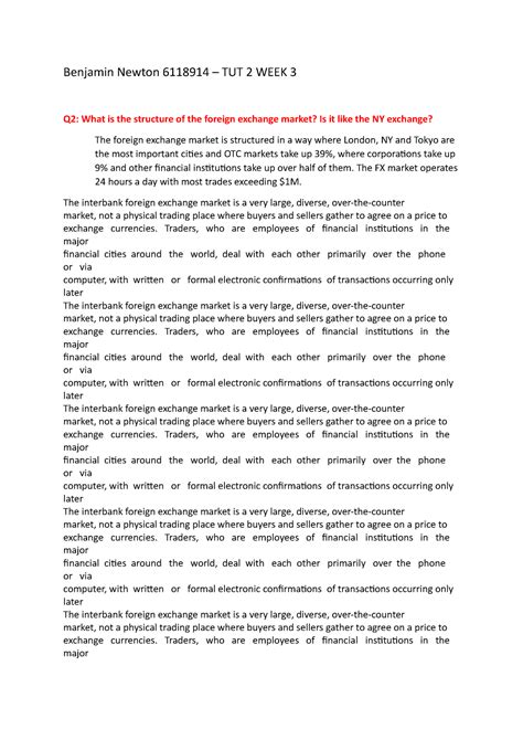 Week 3 Tut Week 3 Tutorial Homework Benjamin Newton 6118914 Tut 2 Week 3 Q2 What Is The